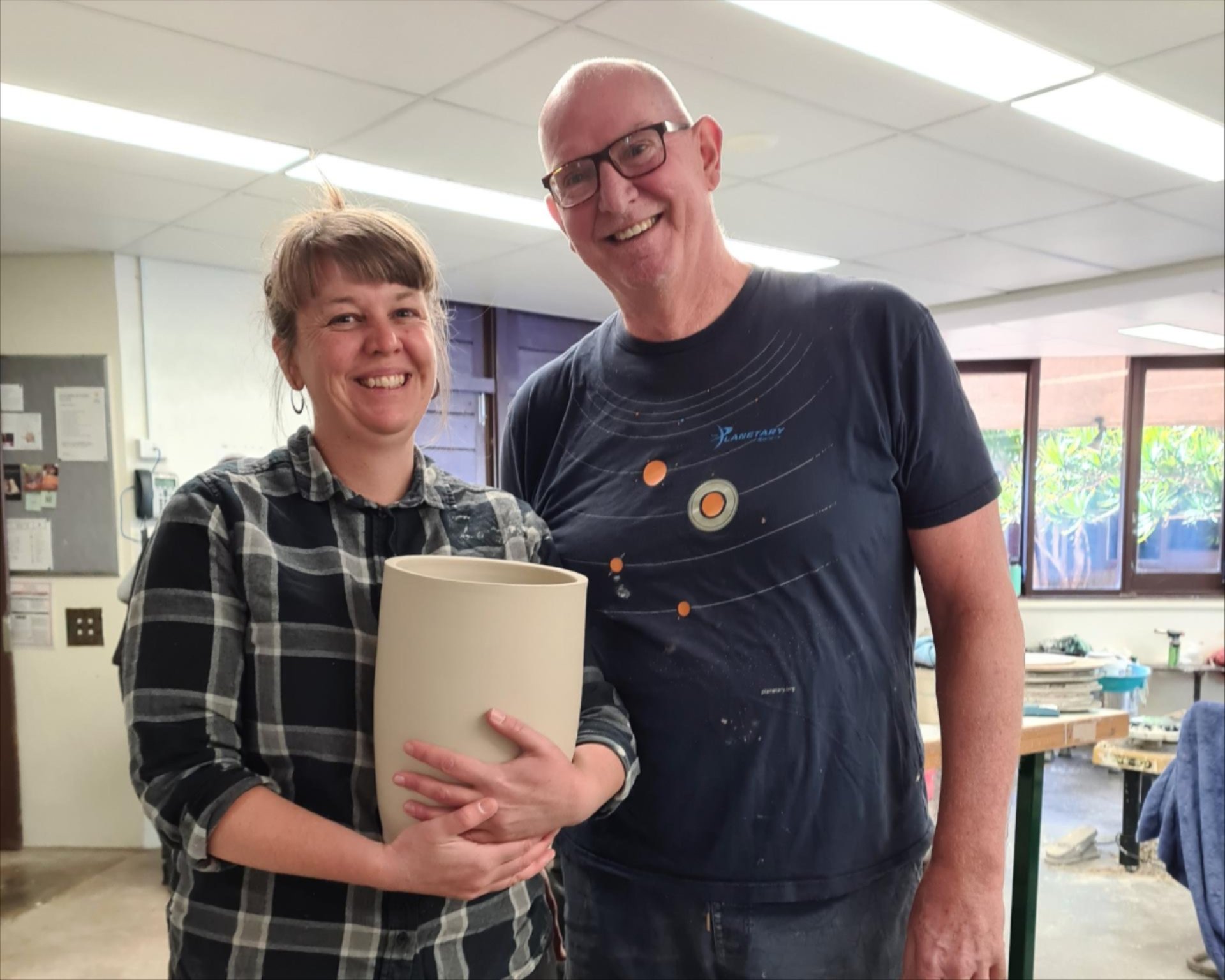 Image: Jane Orme and Master Potter Bill Powell.